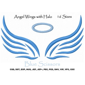 Angel Wings With Halo Embroidery Design Angel Wings | Etsy UK