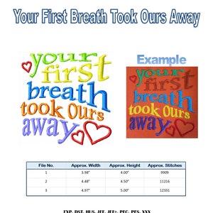 Your First Breath Embroidery Design, Your First Breath Embroidery File ...