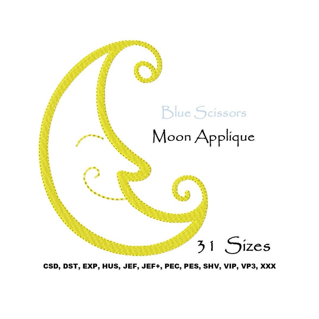 Moon Applique Embroidery Design Applique Moon Embroidery - Etsy