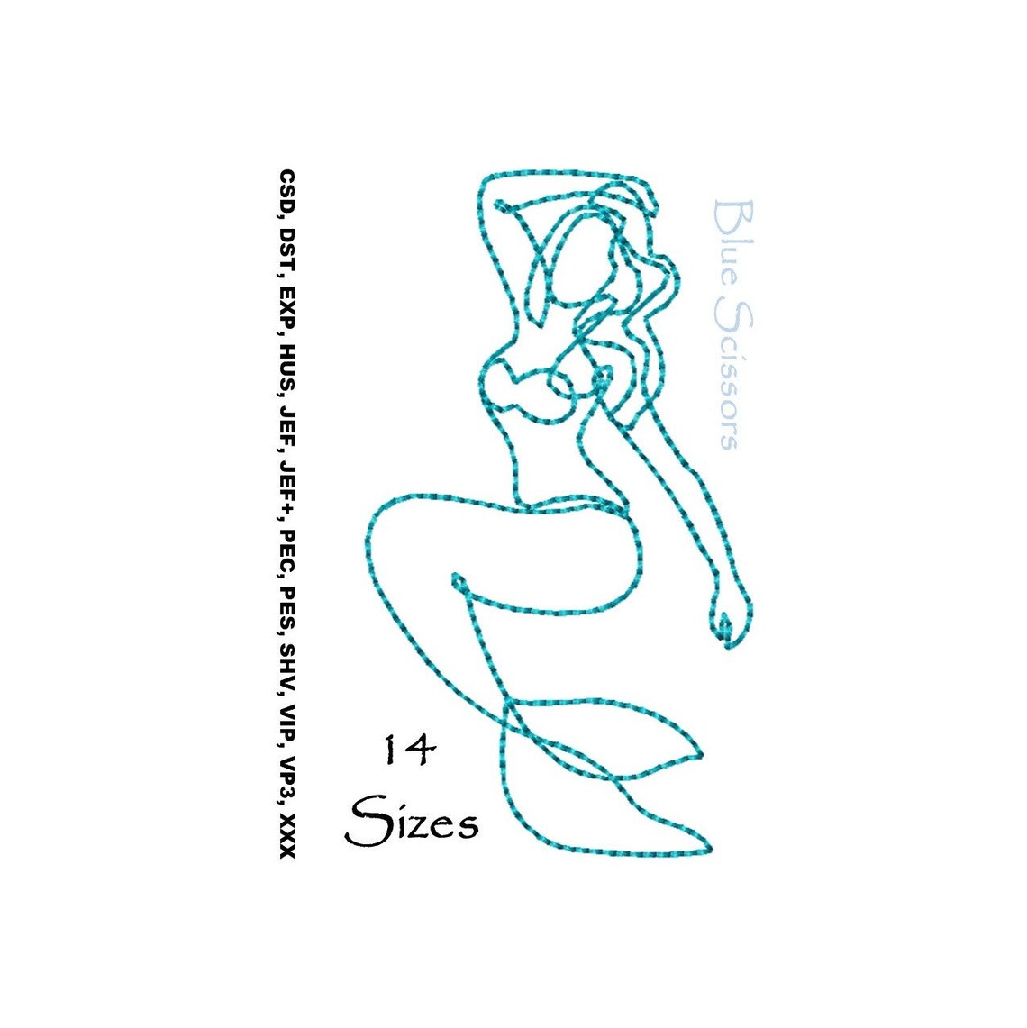 Mermaid Embroidery Design Continuous Line Embroidery Design | Etsy