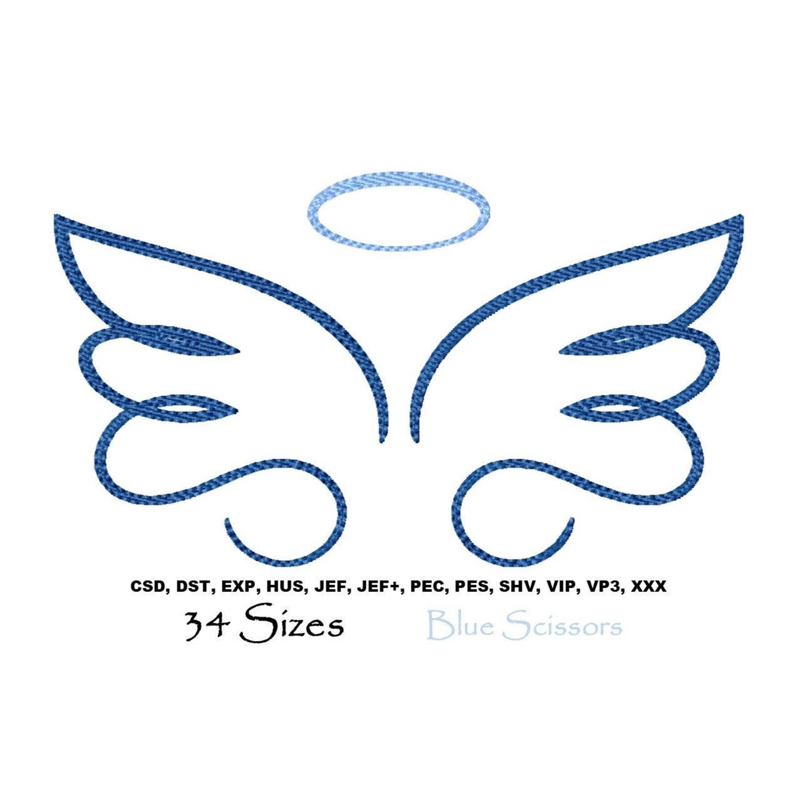 Angel Wings With Halo Embroidery Design Angel Wings - Etsy