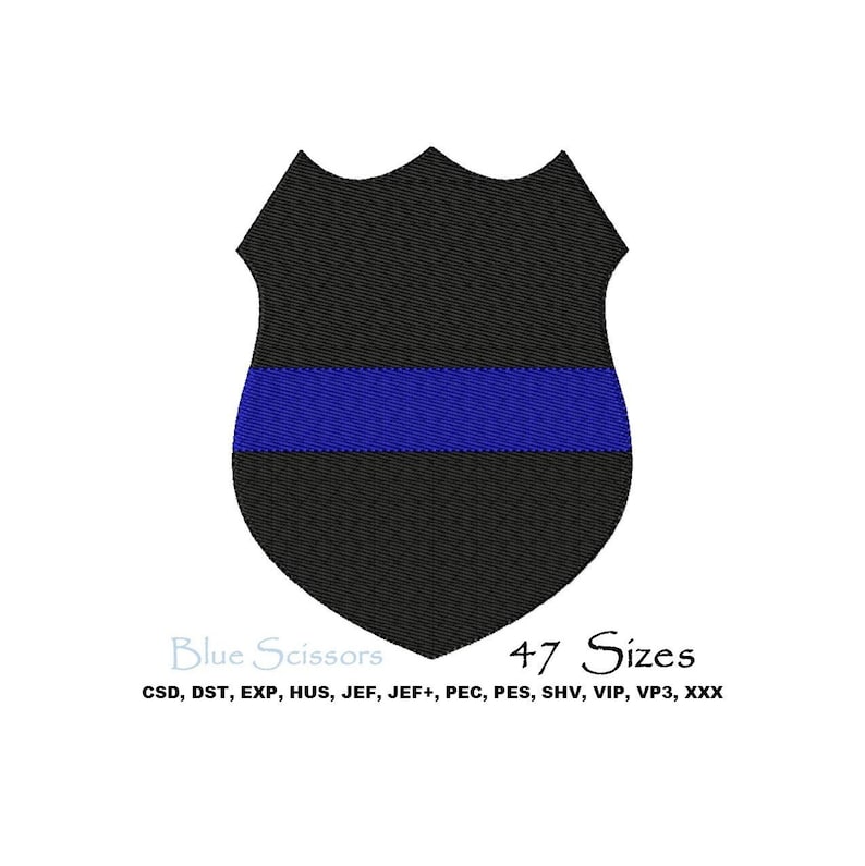 Police Badge Thin Blue Line Law Enforcement Embroidery Design - Etsy