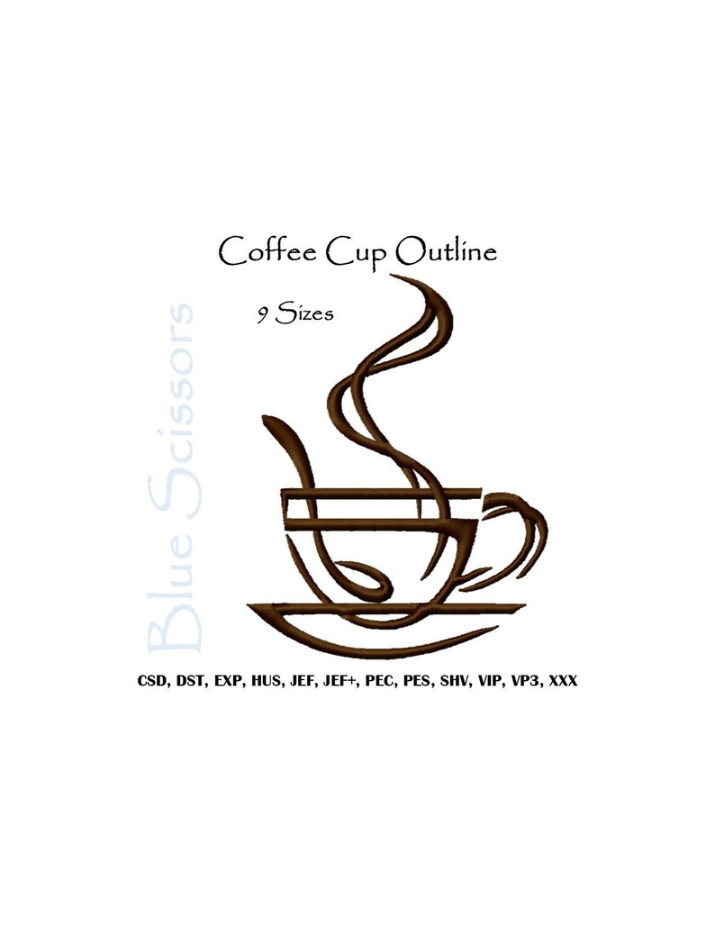 Coffee Cut Embroidery Design Coffee Embroidery Design Coffee - Etsy