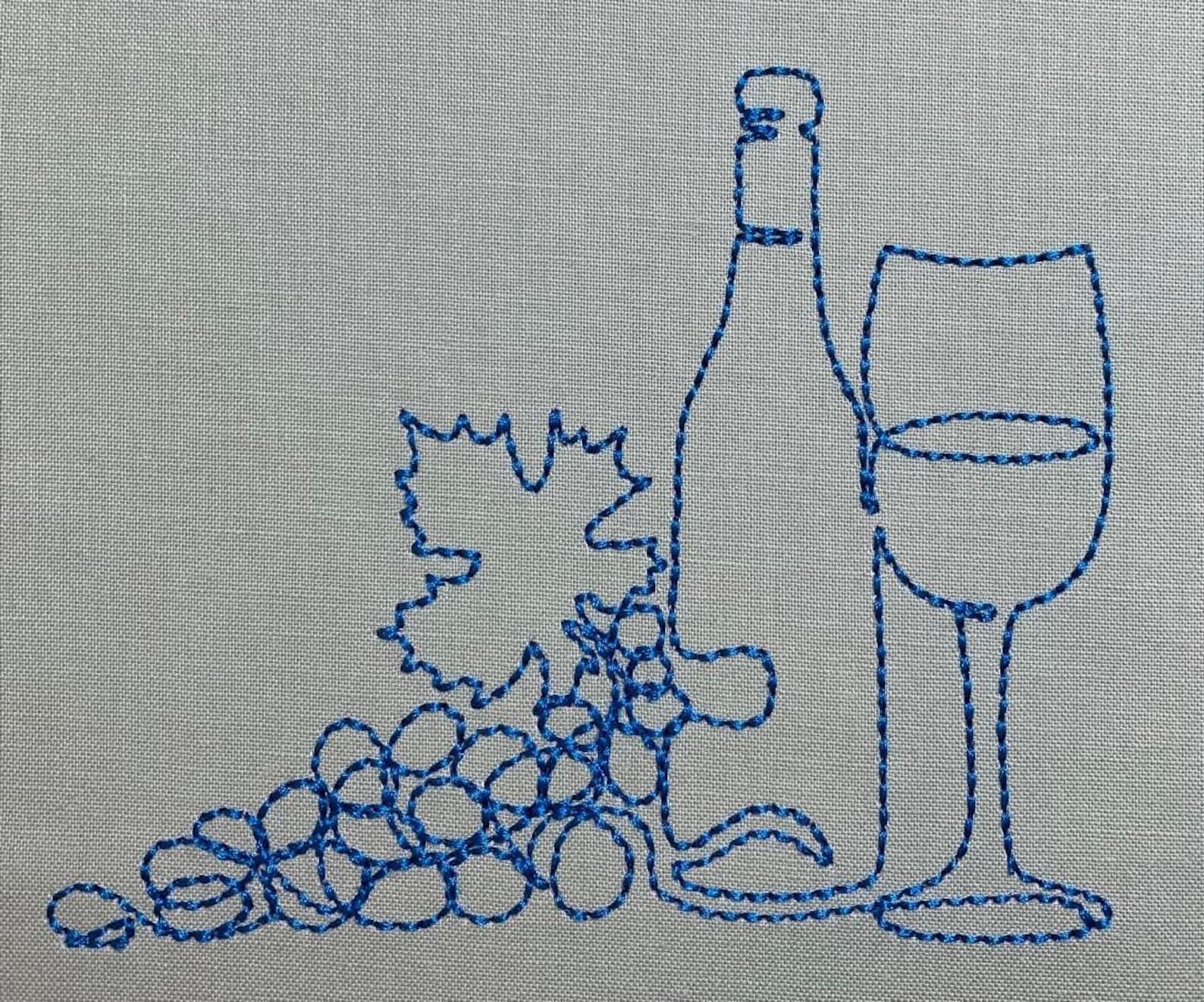 Wine Embroidery Design Wine Bottle Embroidery Design Wine - Etsy