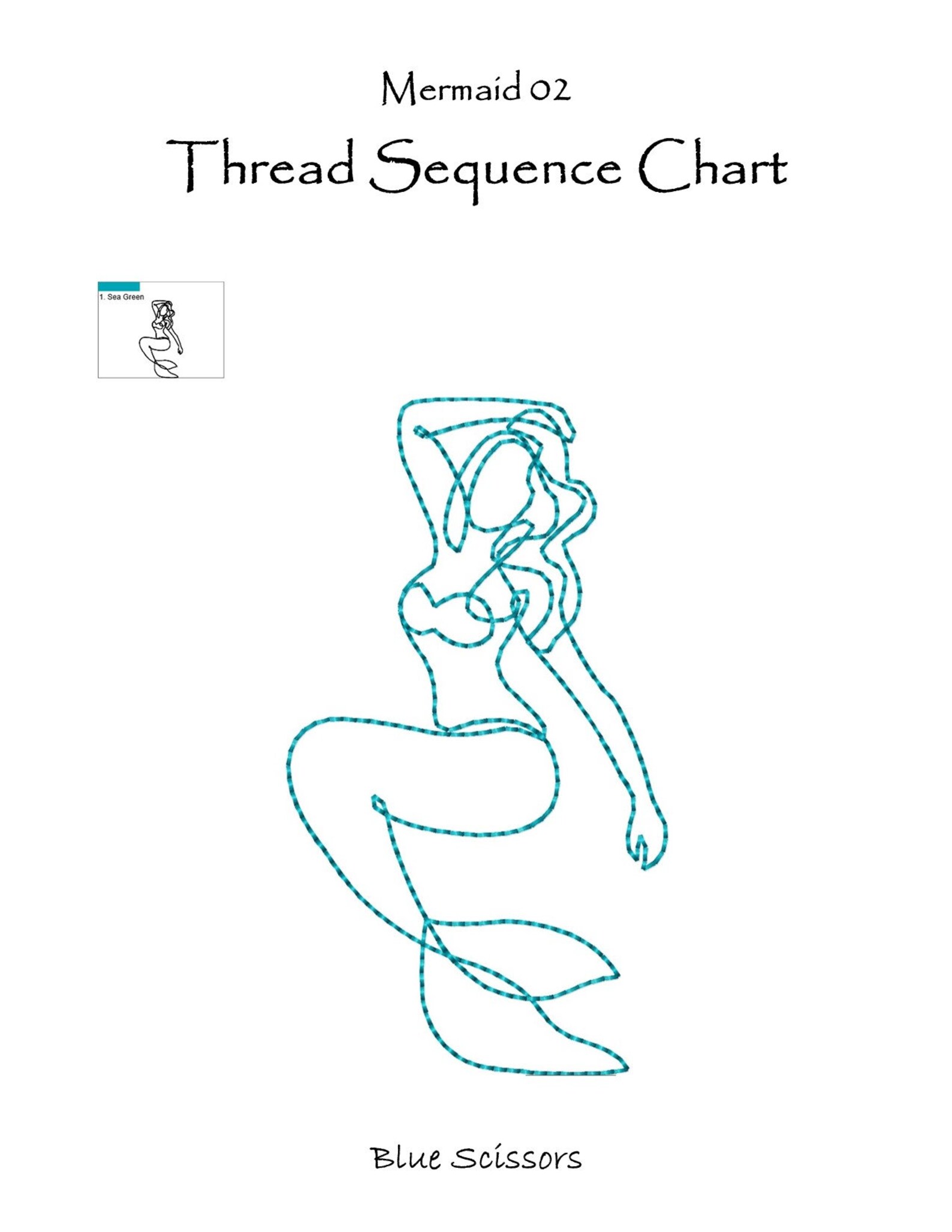 Mermaid Embroidery Design Continuous Line Embroidery Design | Etsy