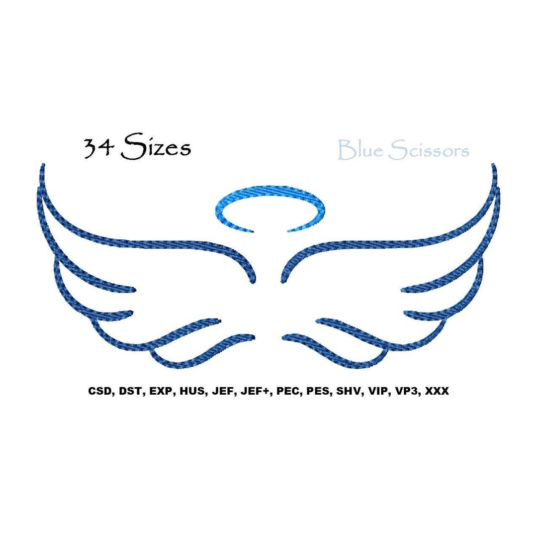 Angel Wings With Halo Embroidery Design (machine File) - Etsy