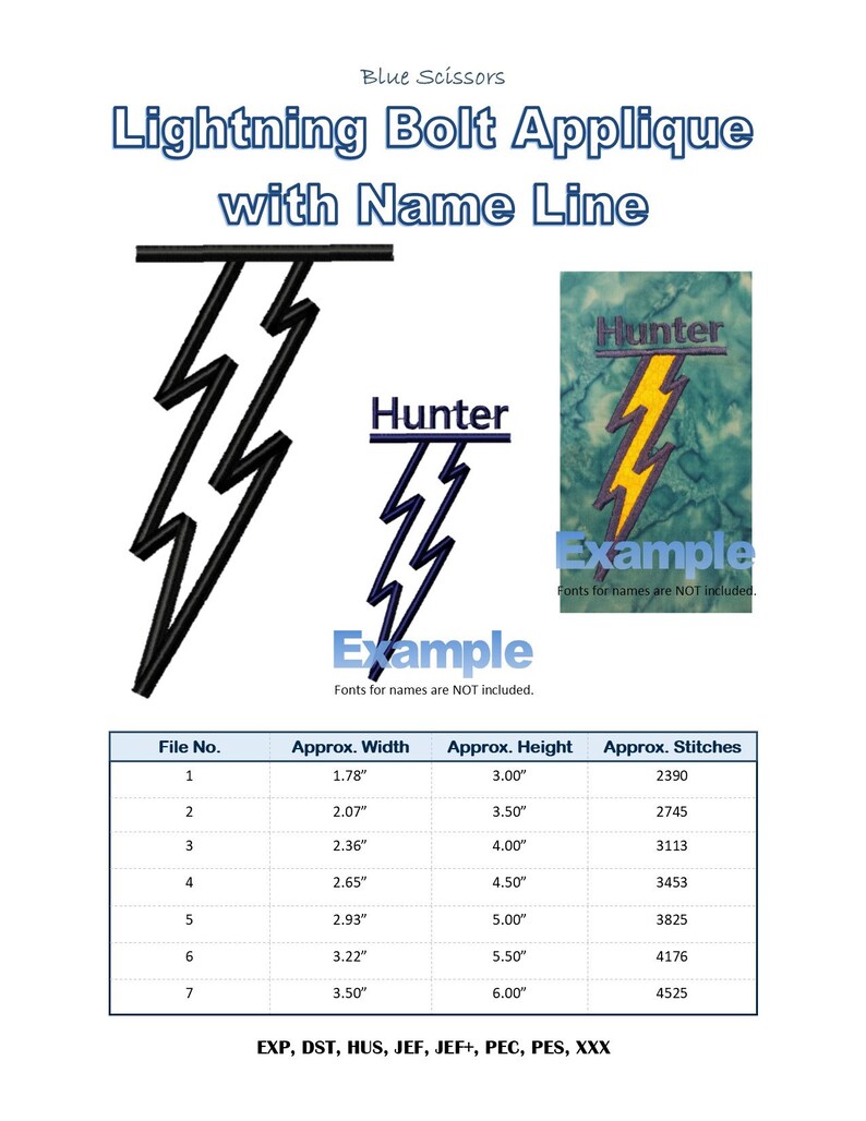 Lightning Bolts Set Embroidery Designs Four Lightning Bolt | Etsy