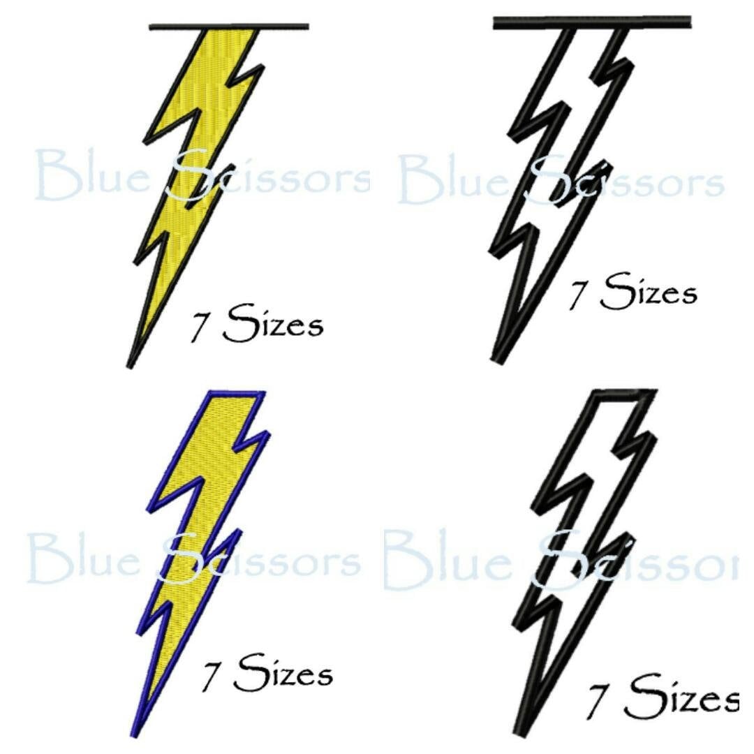 Lightning Bolts Set Embroidery Designs, Four Lightning Bolt Embroidery ...