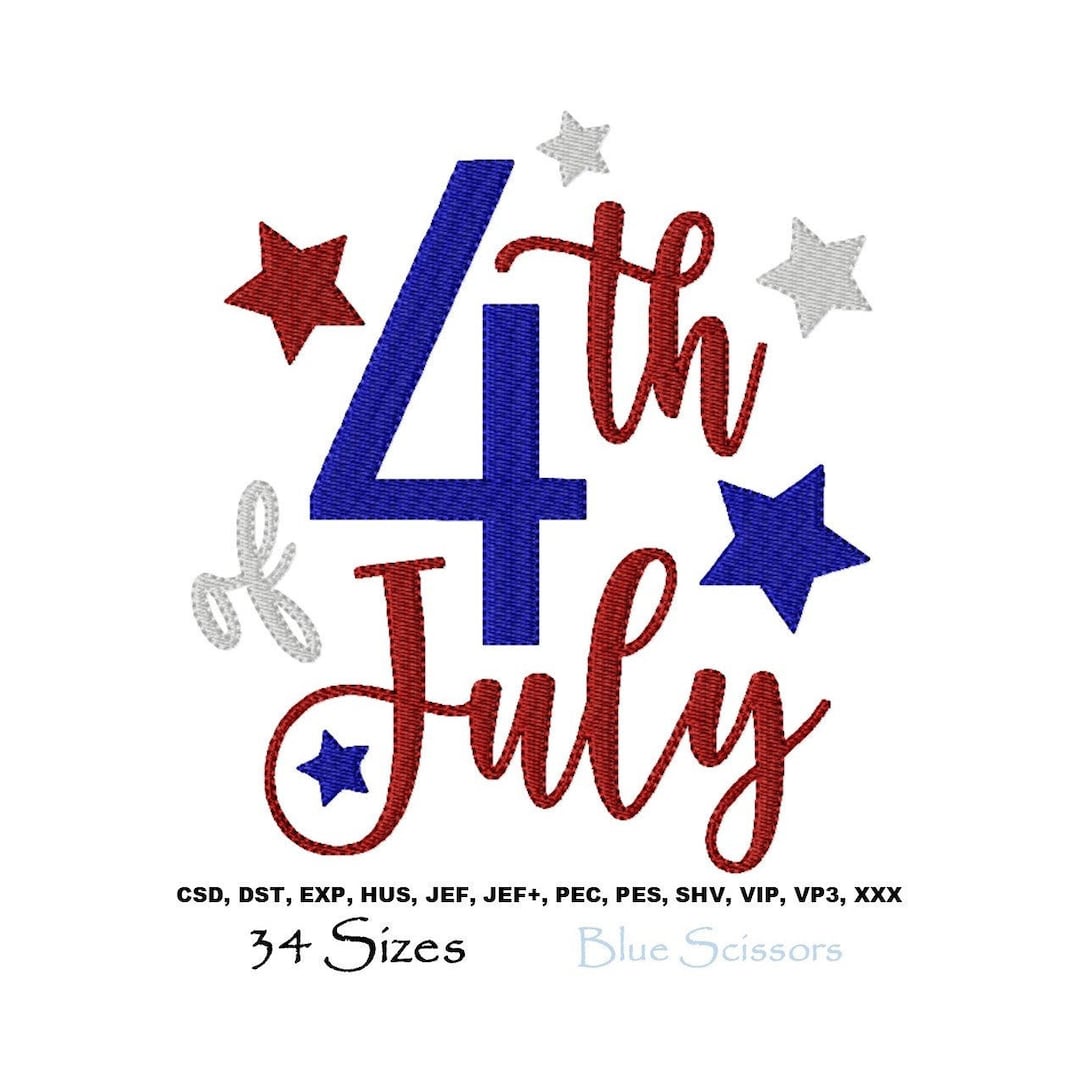 4th of July Embroidery Design, 4th of July Design, Fourth of July ...