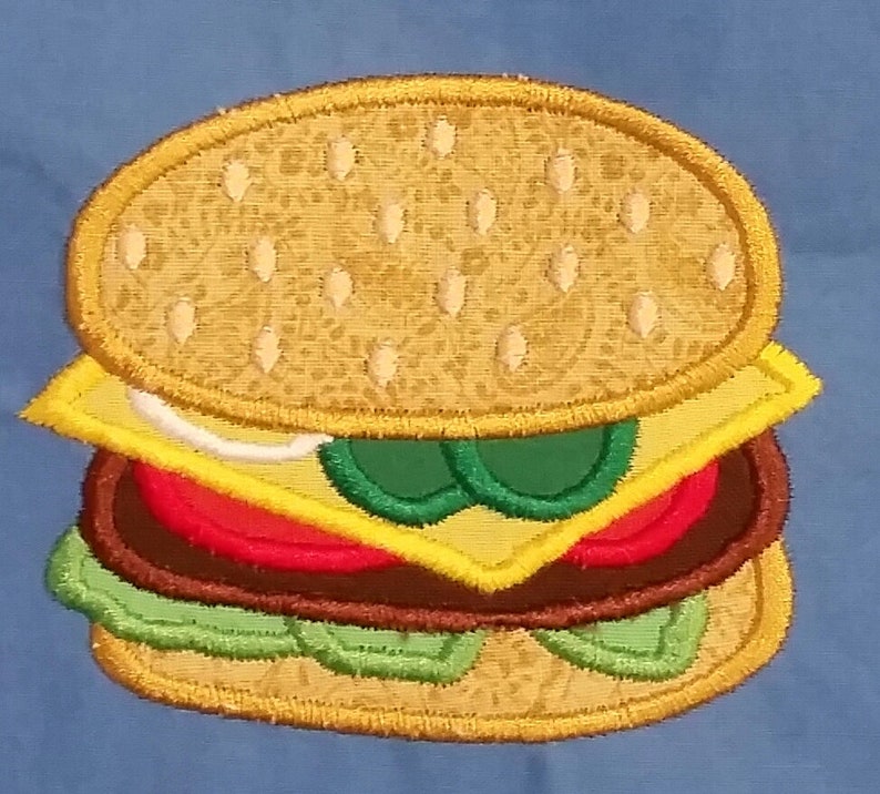 Hamburger Applique Embroidery Design Applique Hamburger | Etsy