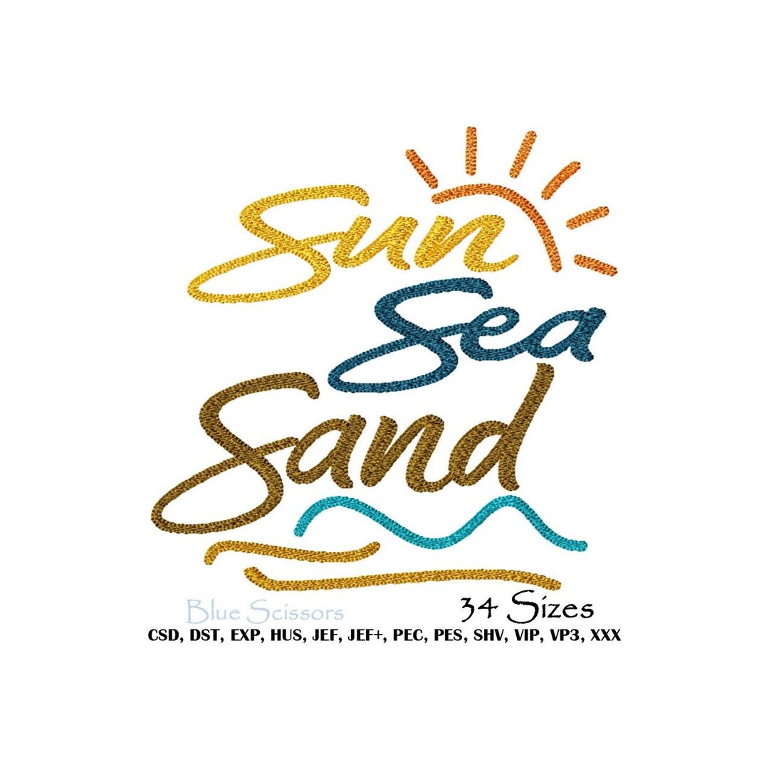 Sun Sea Sand Embroidery Design Beach Embroidery Machine - Etsy