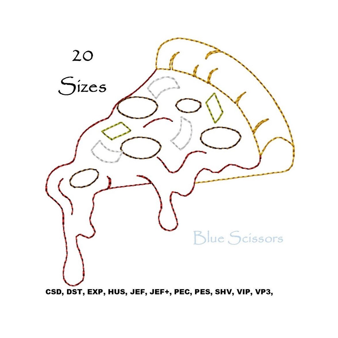 Pizza Slice Embroidery Design, Pizza Embroidery Design, Machine ...