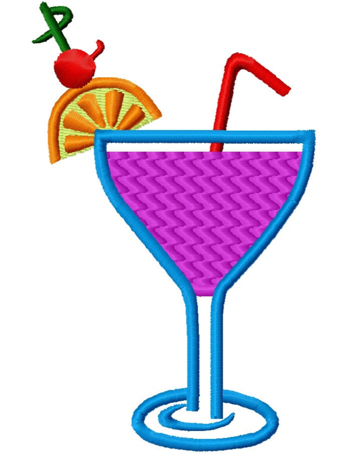 Tropical Drink Embroidery Design, Applique & Solid Fill (set of 2) - Etsy