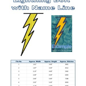 Lightning Bolt With Name Line Solid Fill Embroidery Design, Lightning ...