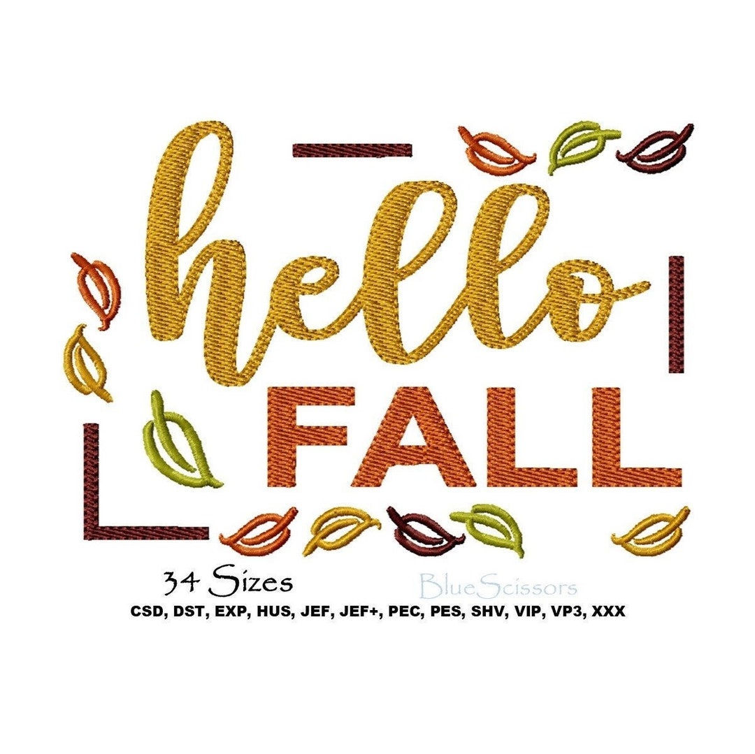 Hello Fall Embroidery Design, Fall Embroidery Design, Machine ...