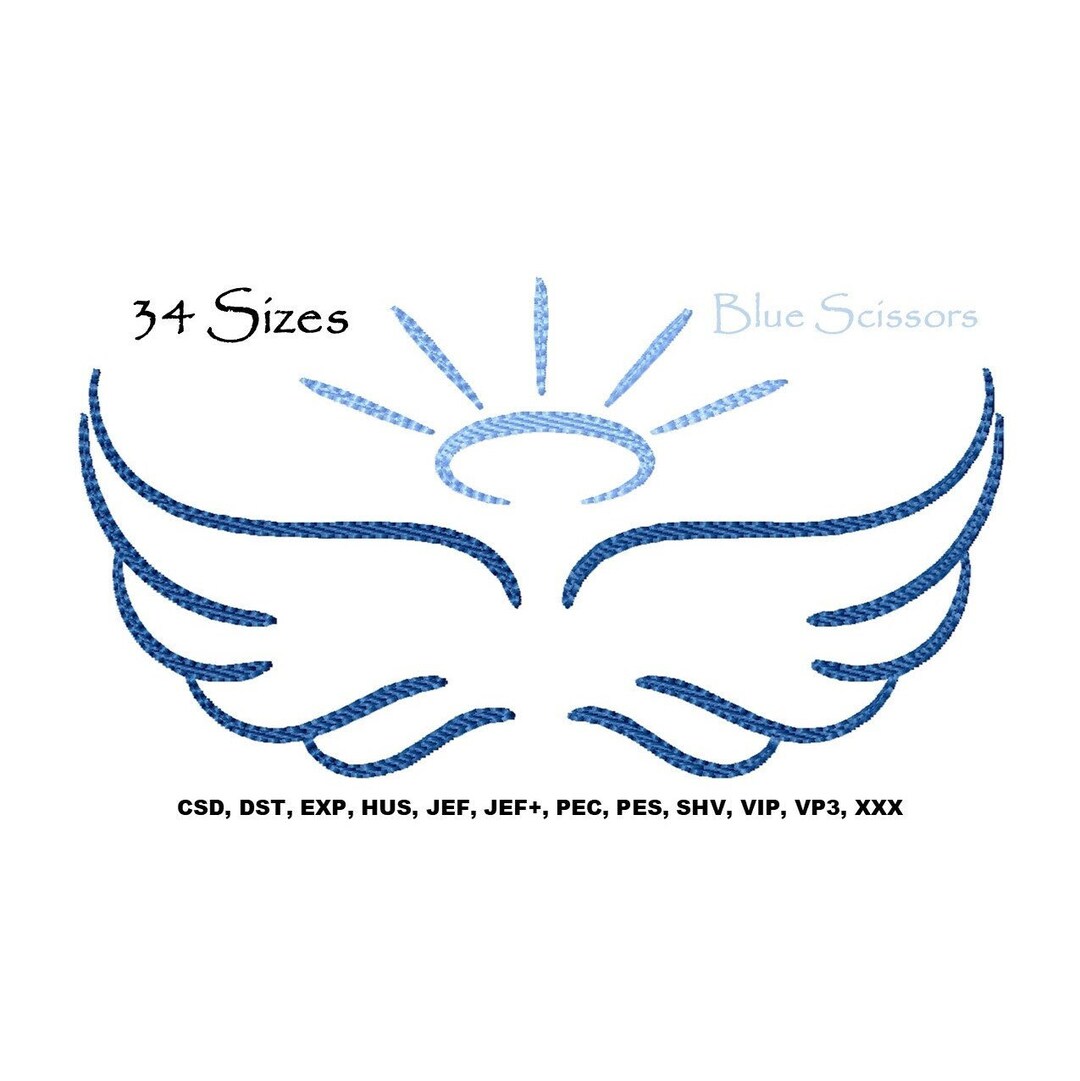 Angel Wings With Halo Embroidery Design (machine File) - Etsy