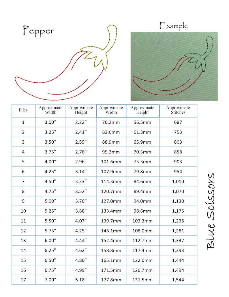 Pepper Embroidery Design Hot Pepper Embroidery Design - Etsy