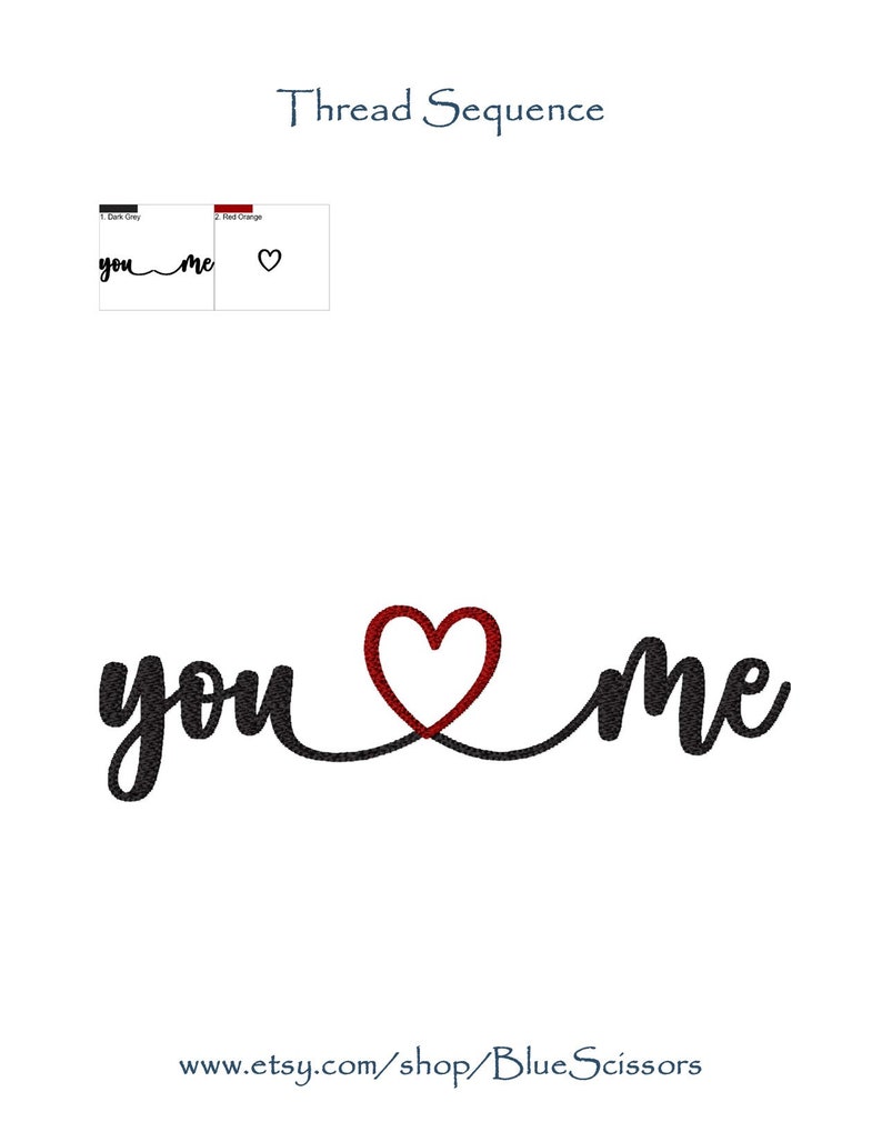 You and Me Heart Embroidery Design (digital Download) - Etsy