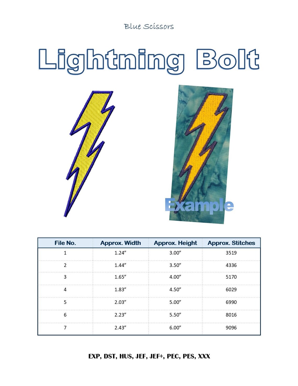 Lightning Bolt Solid Fill Embroidery Design Lightning Bolt | Etsy