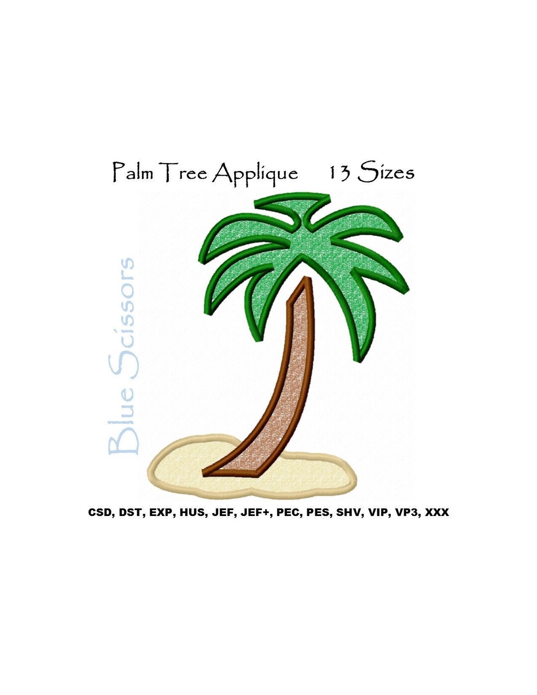 Palm Tree Embroidery Design, Palm Tree Applique Embroidery Design, Palm ...