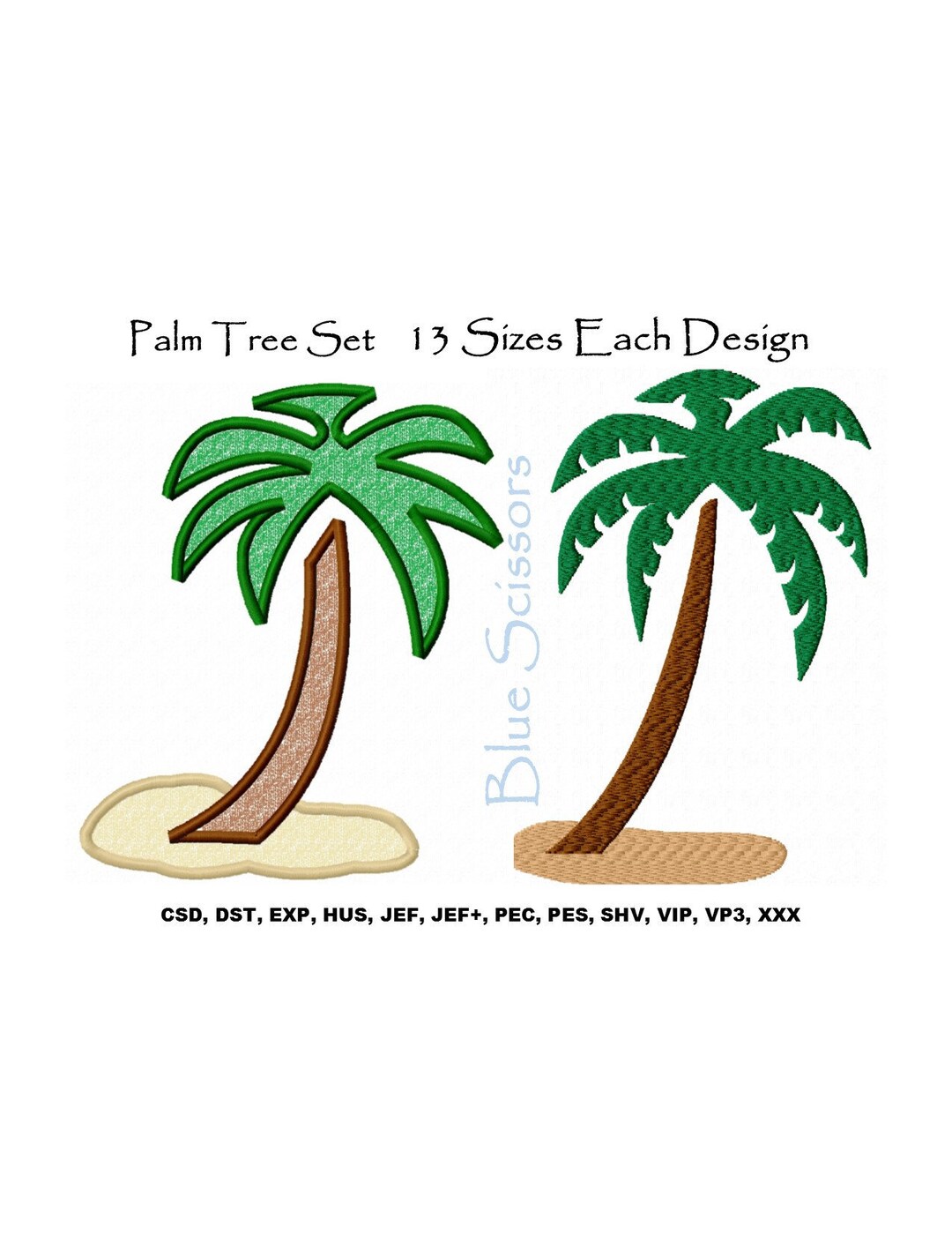 Palm Tree Embroidery Design Set Palm Tree Embroidery Palm - Etsy