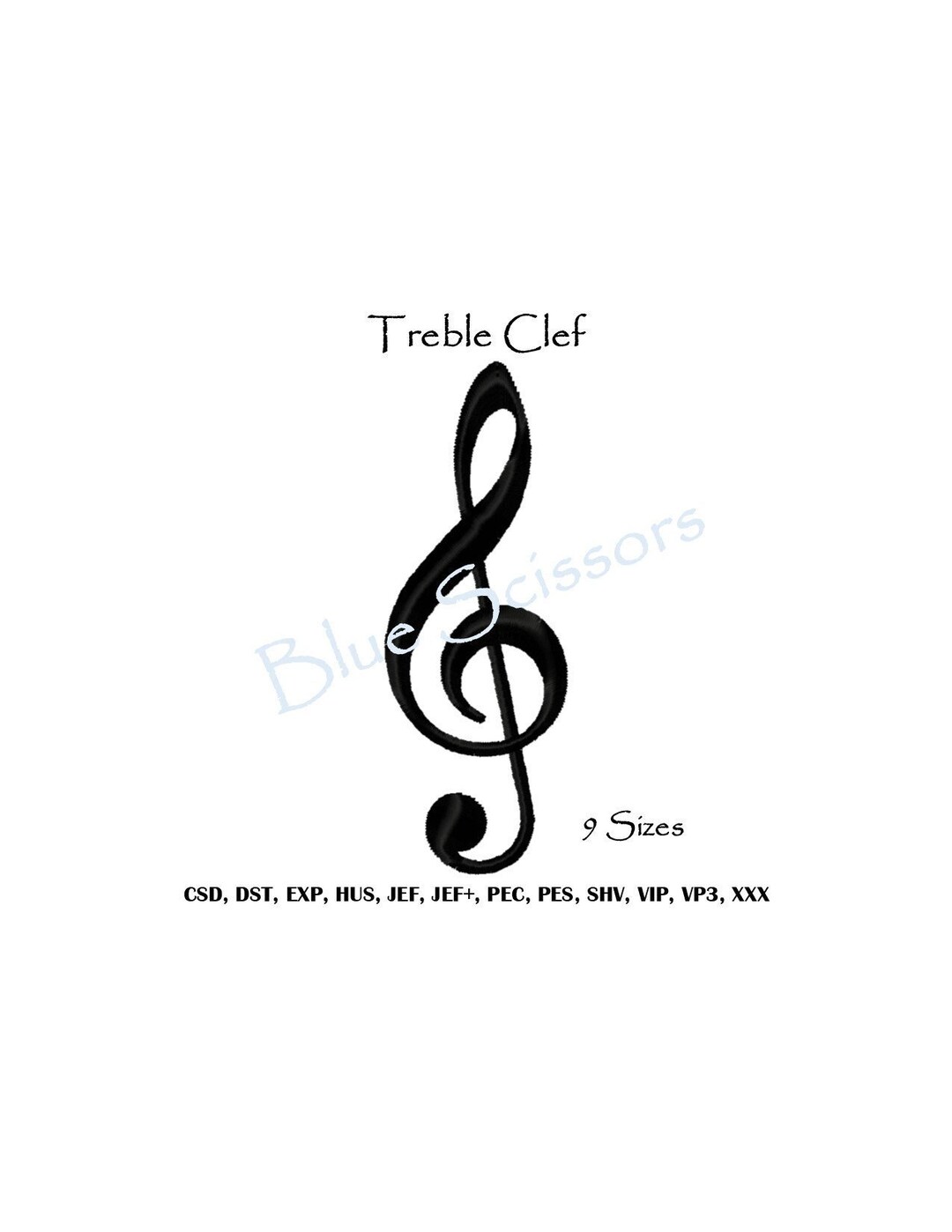 Treble Clef Embroidery Design, Music Embroidery Design, Machine ...