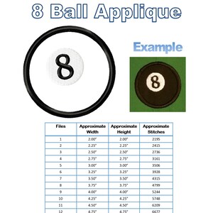 8 Ball Applique Embroidery Design, Eight Ball Embroidery Design, 8 Ball ...