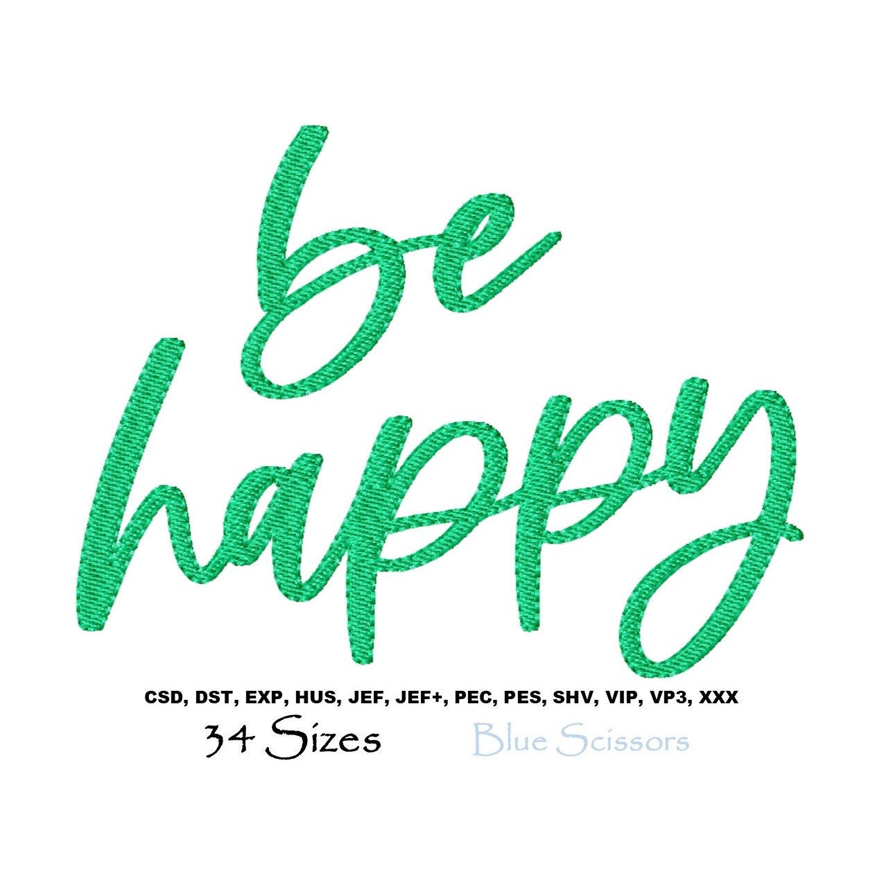 Be Happy Embroidery Design Embroidery Be Happy Design | Etsy