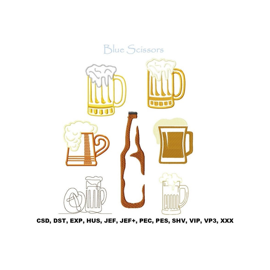 Beer Embroidery Design Set, Beer Embroidery Design, Machine Embroidery ...