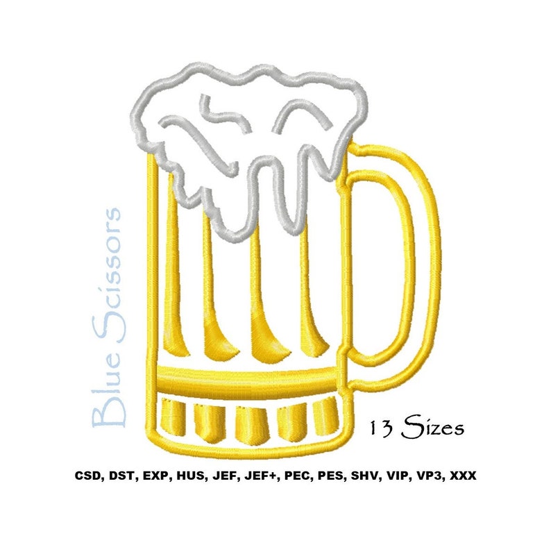 Beer Mug Embroidery Design Beer Embroidery Design Machine | Etsy