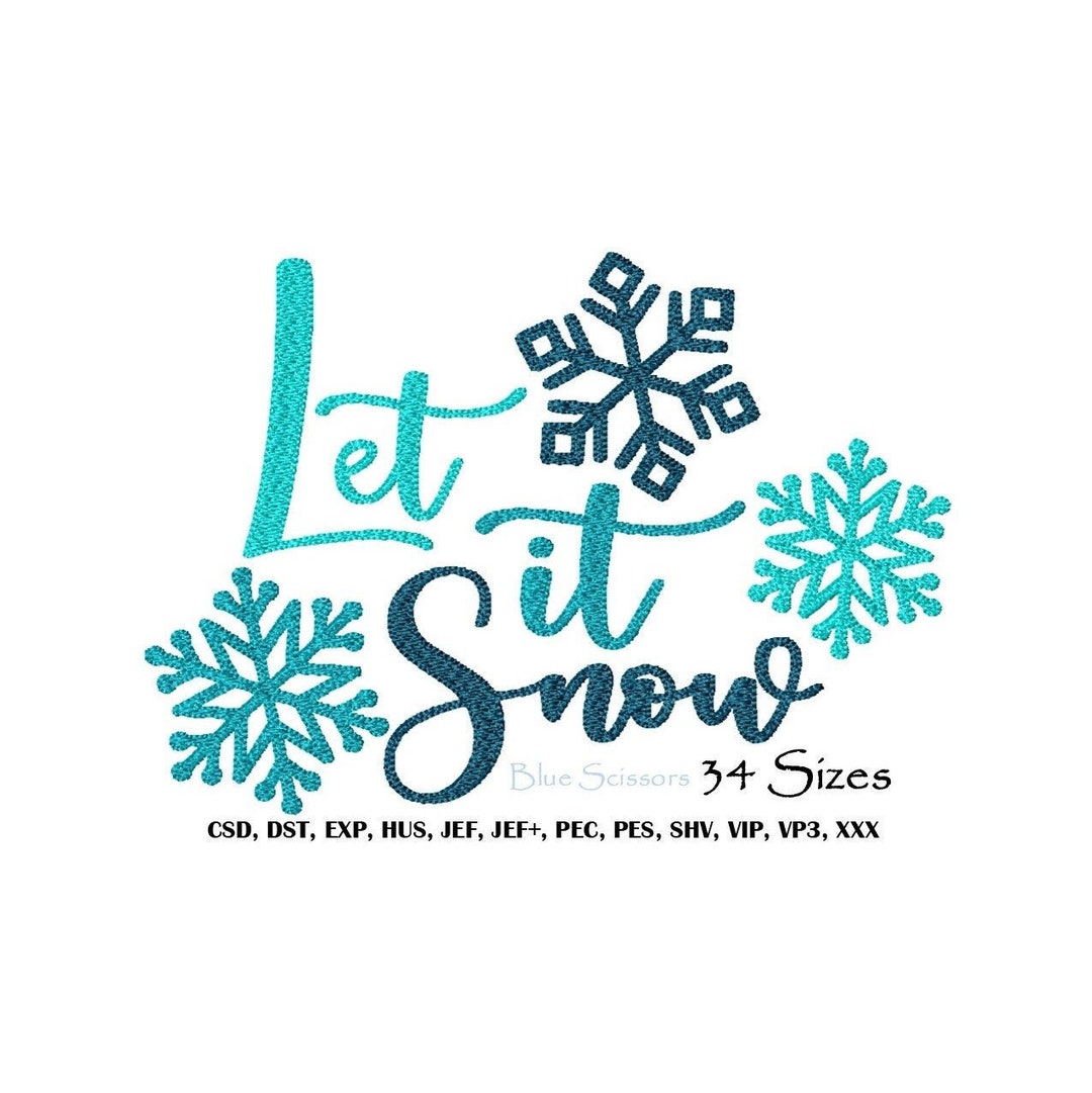 Let It Snow Embroidery Design, Christmas Embroidery Design, Machine ...