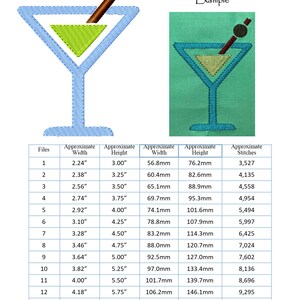 Martini Embroidery Design, Martini Drink Solid Fill Embroidery Design ...