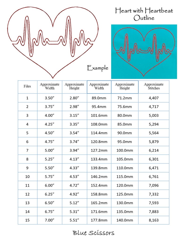 Heart With Heartbeat Outline Embroidery Design Heartbeat - Etsy