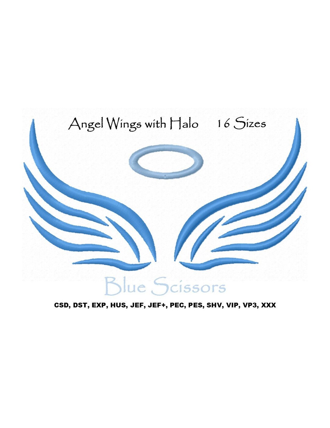 Angel Wings With Halo Embroidery Design (machine File) - Etsy