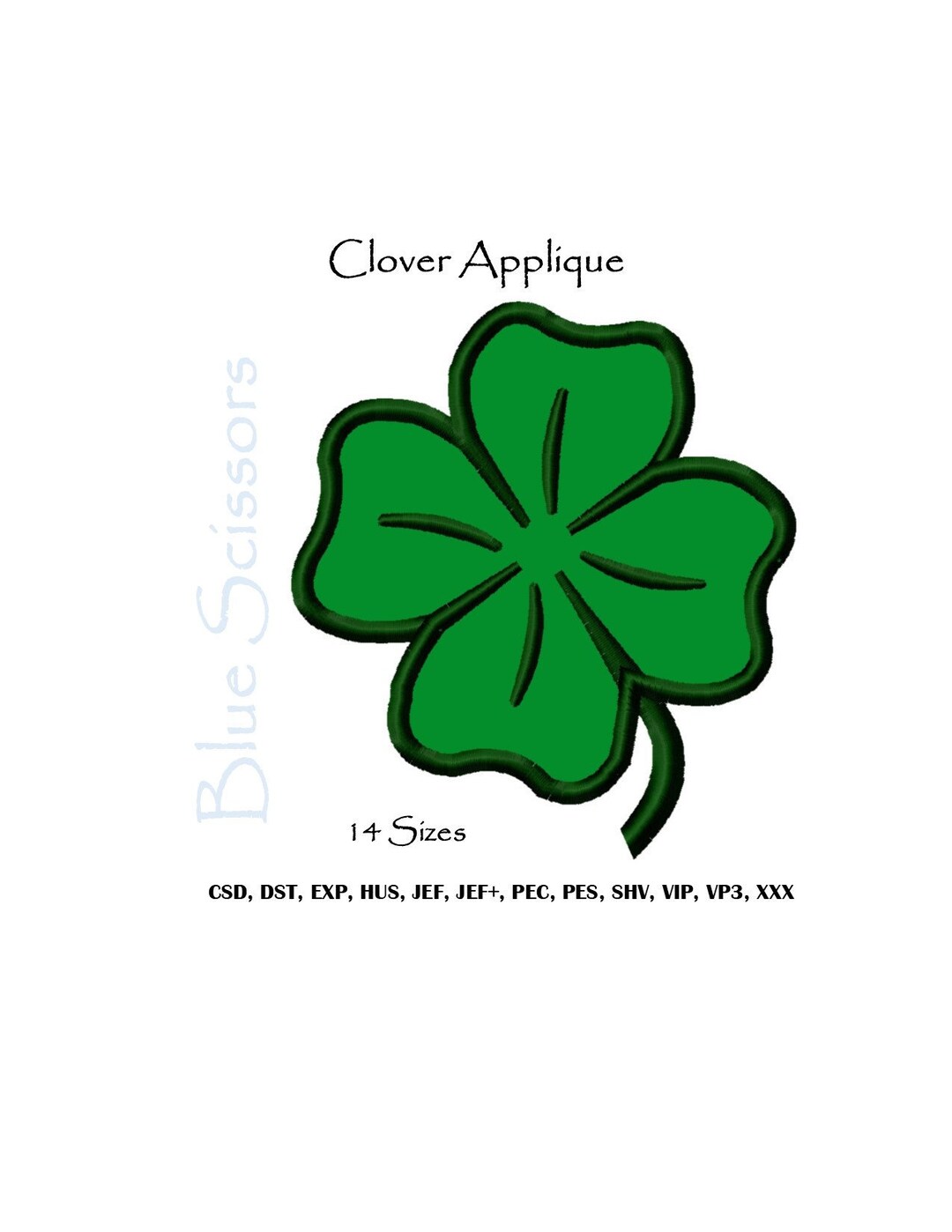 Clover Applique Embroidery Design Four Leaf Clover Embroidery - Etsy