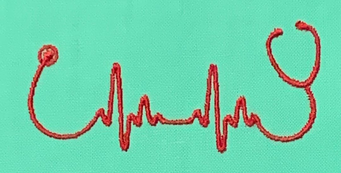 Heartbeat Stethoscope Embroidery Design Heartbeat Embroidery - Etsy