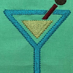 Martini Embroidery Design, Martini Drink Solid Fill Embroidery Design ...