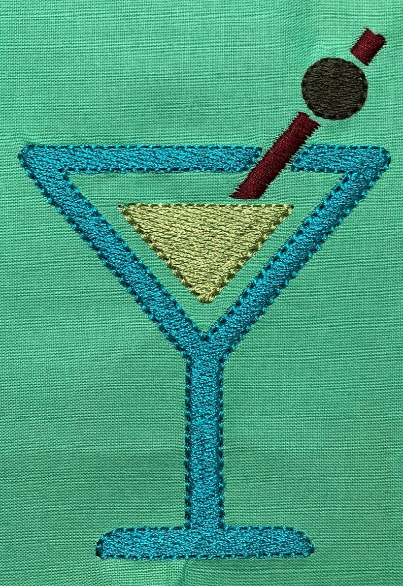 Martini Embroidery Design Martini Drink Solid Fill Embroidery - Etsy