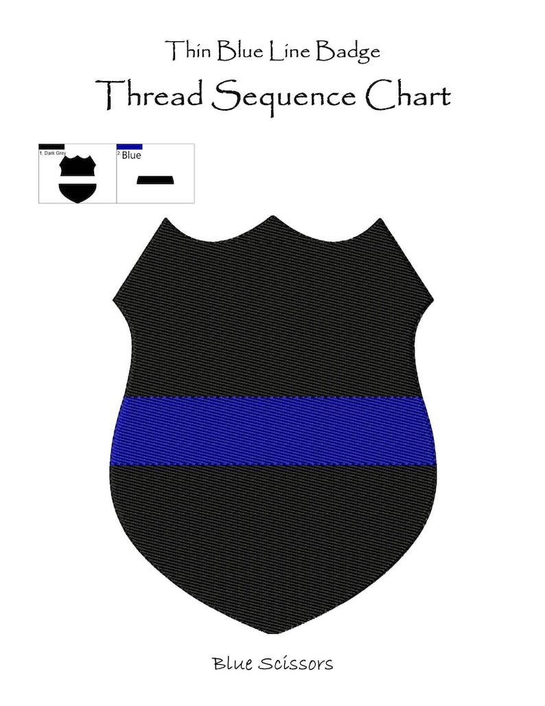 Thin Blue Line Badge Embroidery Design Police Badge | Etsy