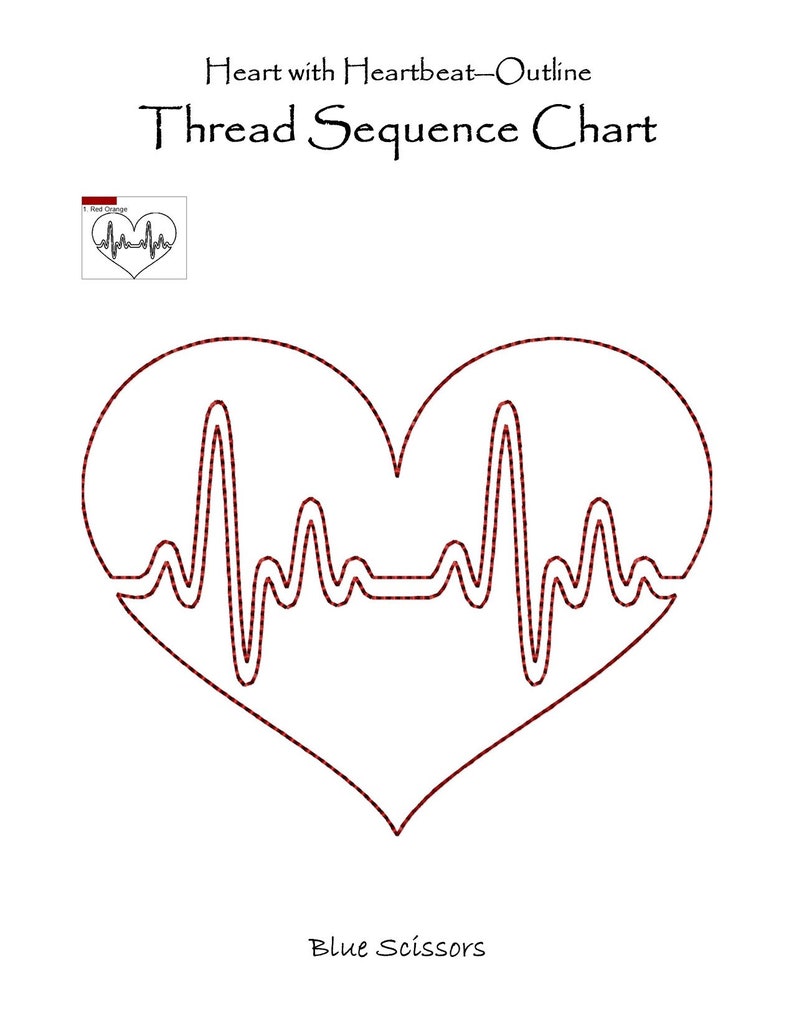 Heart With Heartbeat Outline Embroidery Design Heartbeat - Etsy