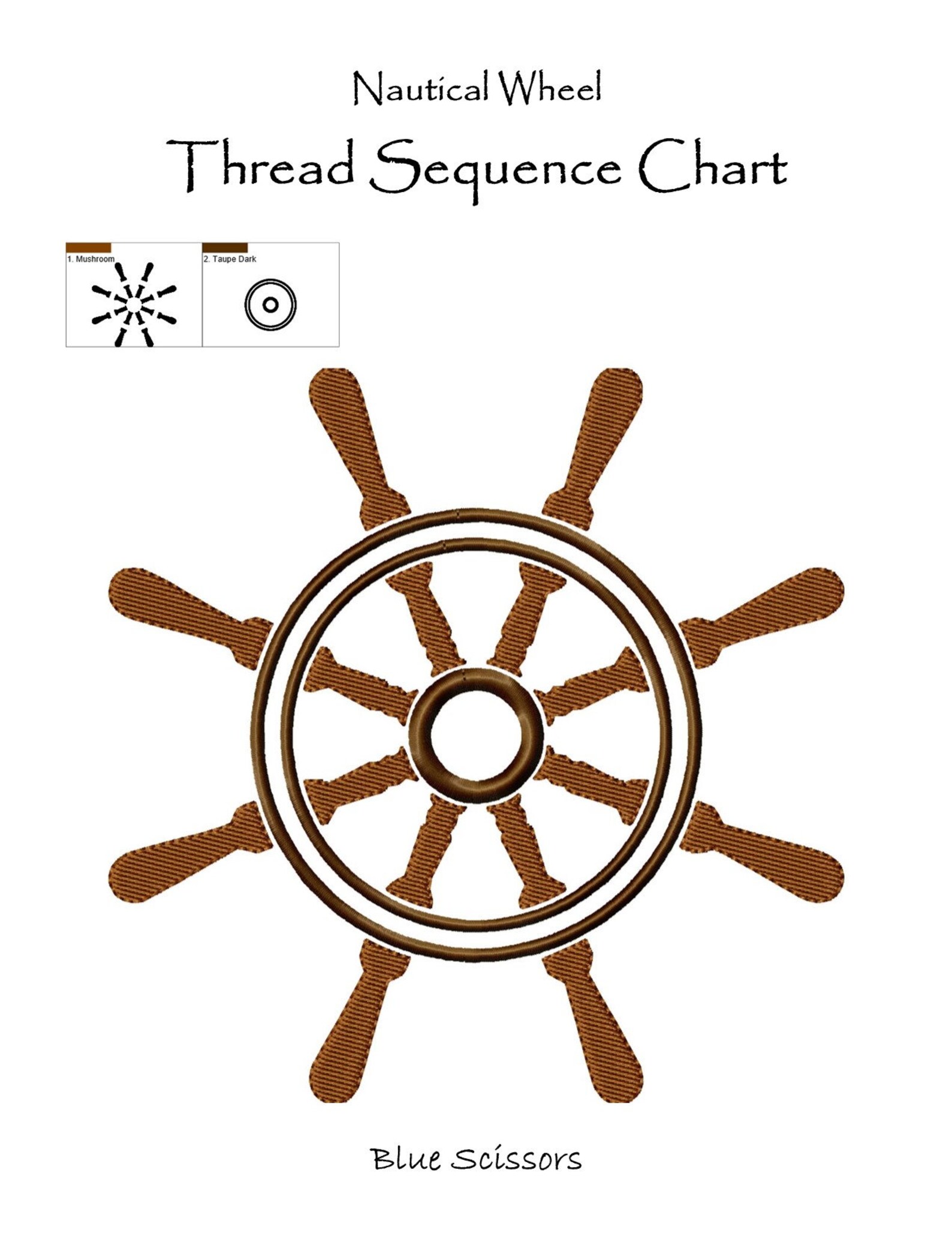 Nautical Wheel Embroidery Design Helms Wheel Embroidery - Etsy