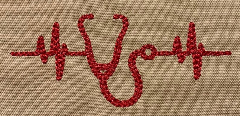 Heartbeat Stethoscope Embroidery Design, Machine Embroidery File - Etsy