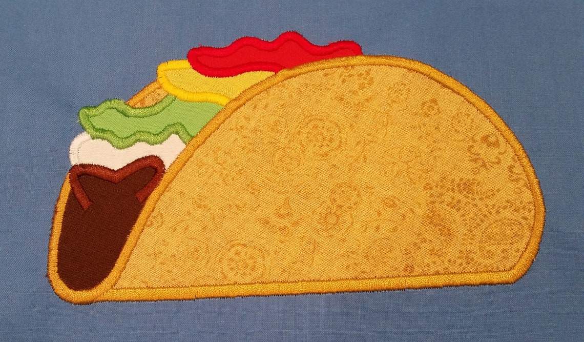 Taco Applique Embroidery Design Applique Taco Embroidery - Etsy