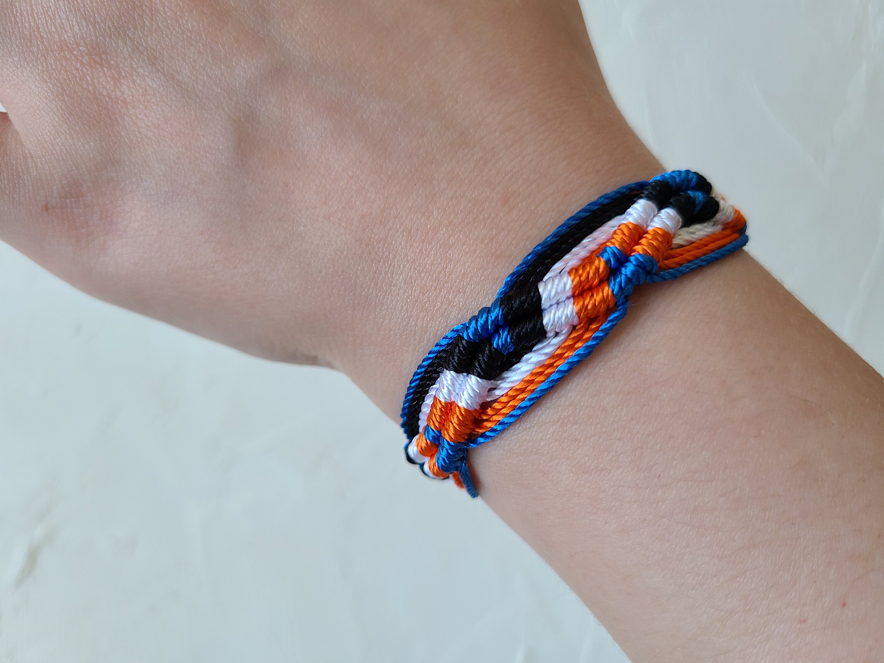 Handmade Waxed Thread Waterproof Adjustable Bracelet | Blue Orange ...