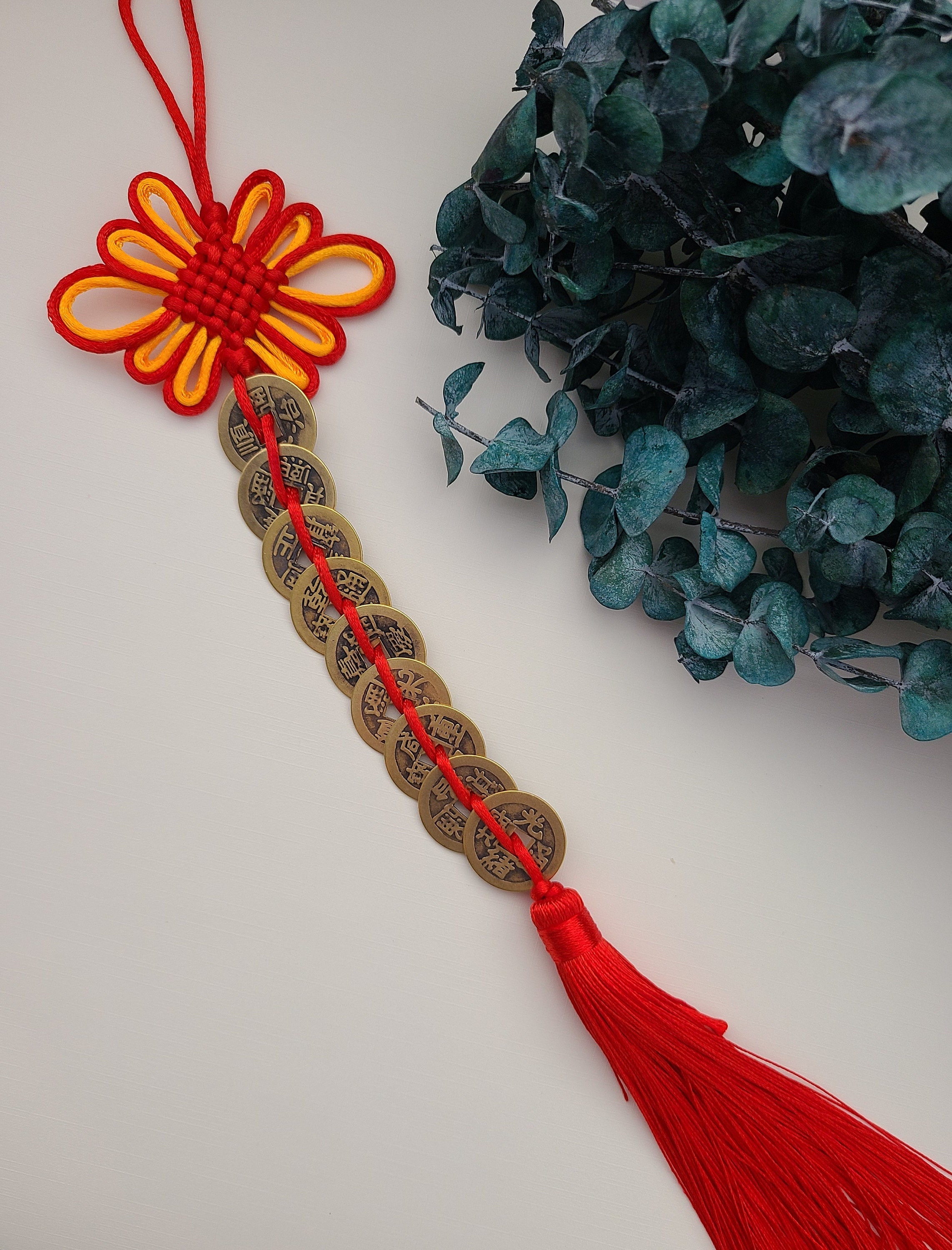 Feng Shui Nine 9 Coins Mystic Knot Tassel Feng Shui Wealth - Etsy