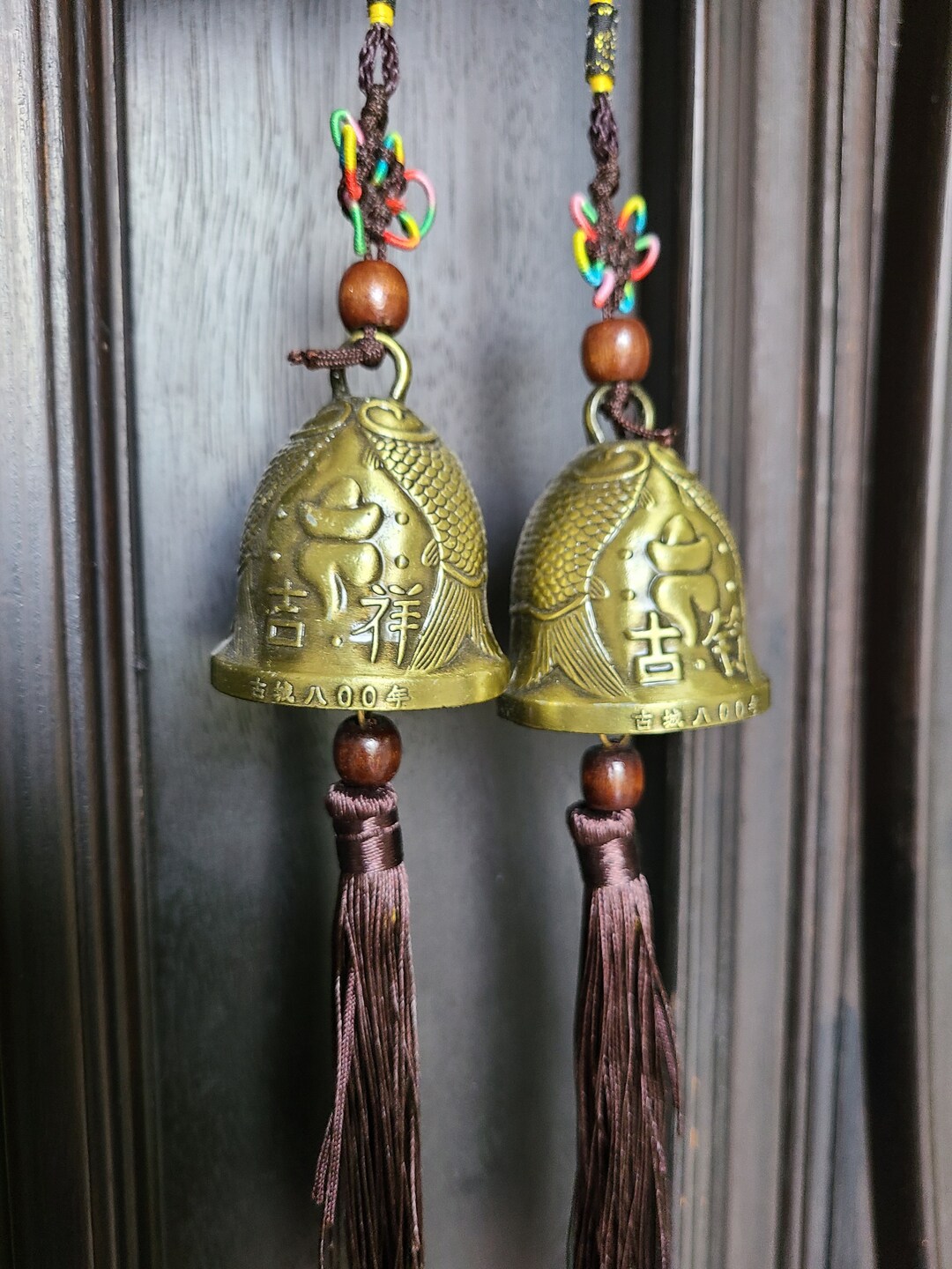 Set of Double Carp Feng Shui Metal Bells | Abundance and Good News ...