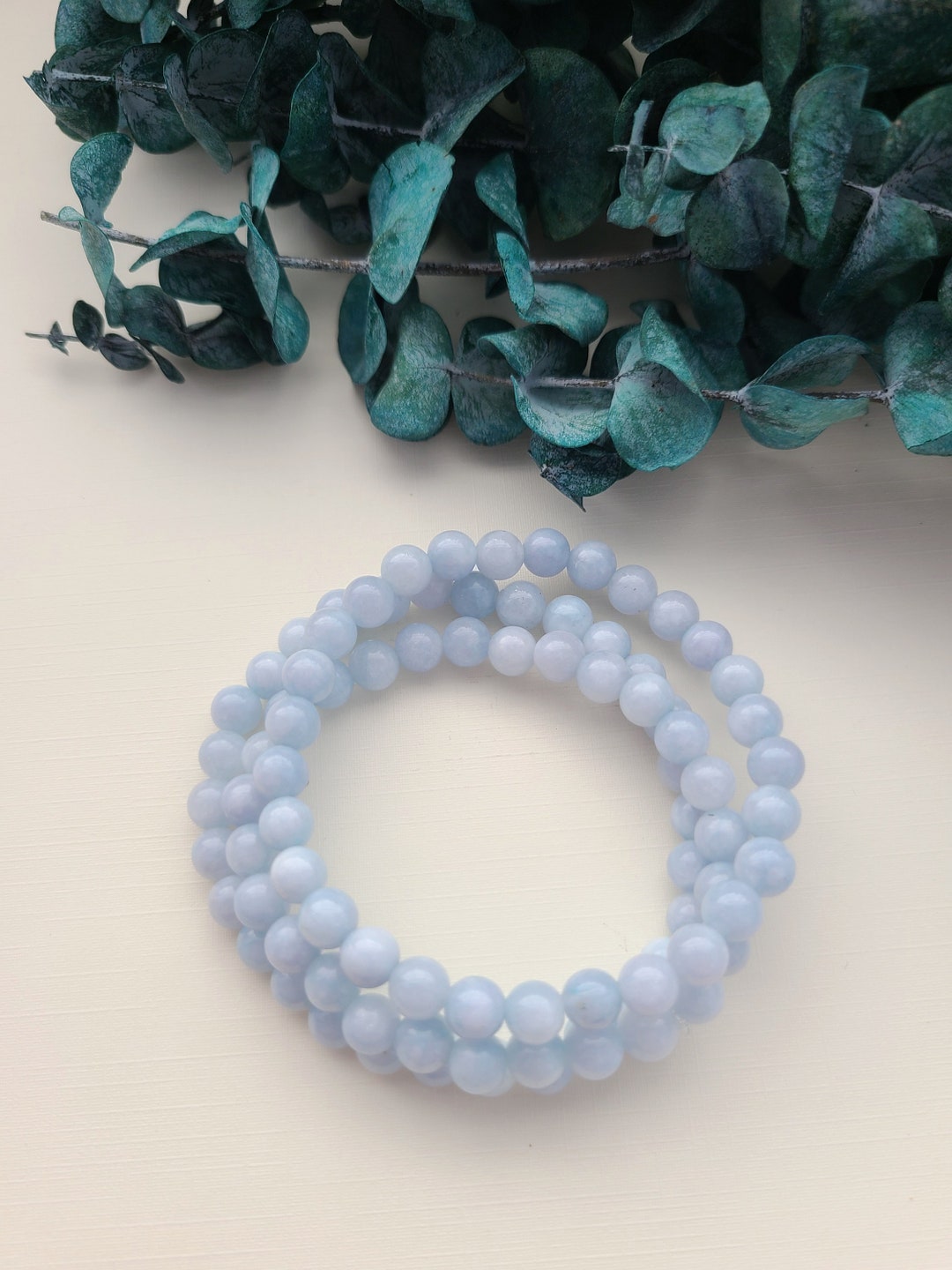6mm Natural Celestite Bracelet Custom Size Spiritual Bracelet Peace ...
