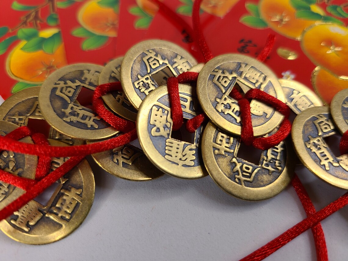 Set of 5 Feng Shui 3-coins Red Envelopes Activate Income - Etsy