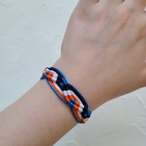 Handmade Waxed Thread Waterproof Adjustable Bracelet | Blue Orange ...