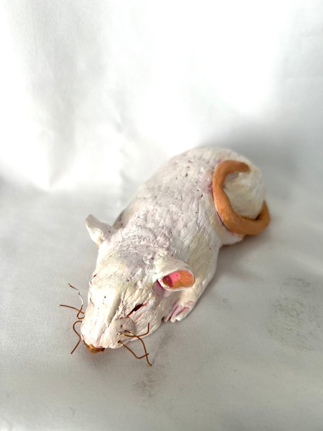 RAT White Mouse Ceramic Whiskers Copper Sculpture - Etsy